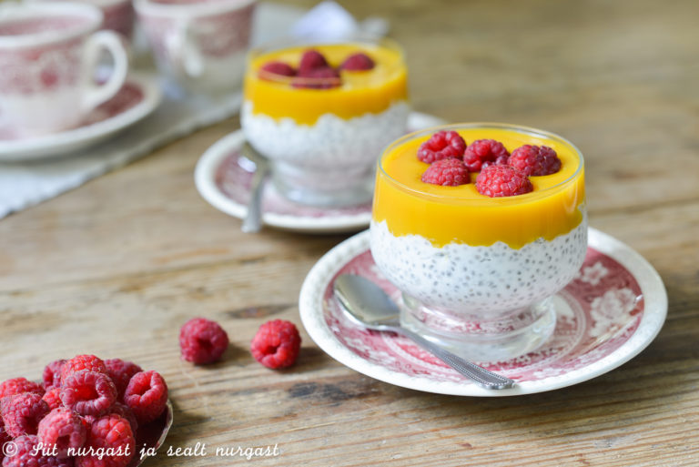 Kookose-mango magustoit vaarikatega